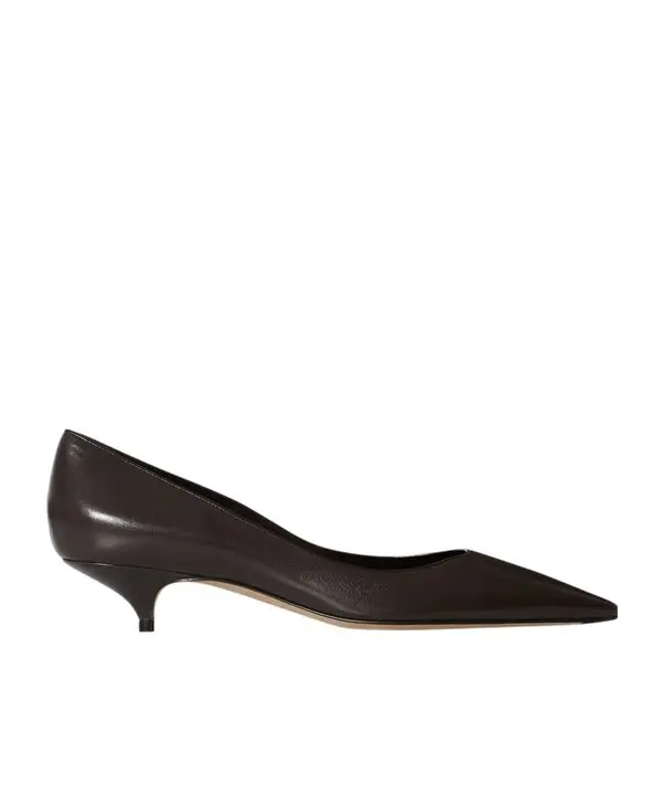 THE ROW Liliisa Kitten Two Pumps - Lacquer Brown