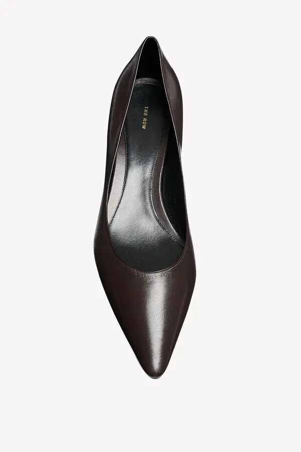 THE ROW Liliisa Kitten Two Pumps - Lacquer Brown