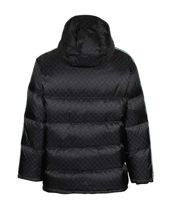 Gucci Jumbo Gg Hooded Jacket With Striped Sleeves