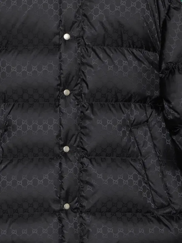 Gucci Jumbo Gg Hooded Jacket With Striped Sleeves