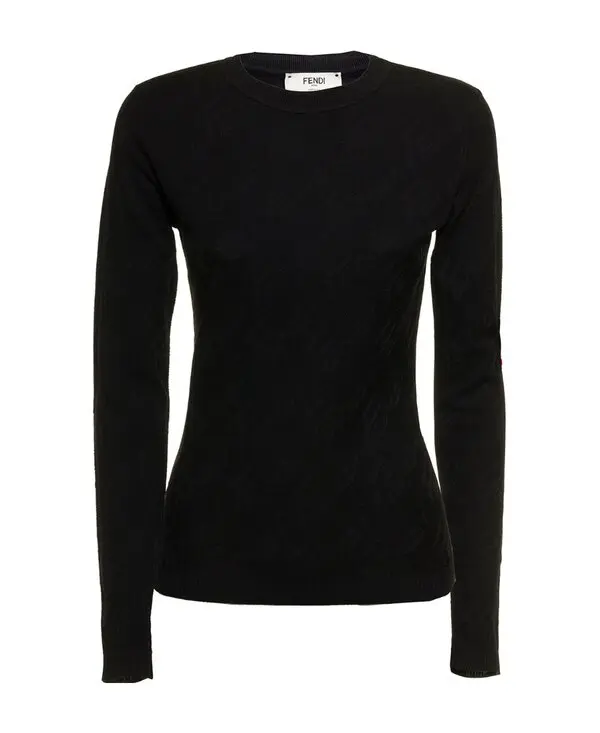 Fendi Logo-embellished Knitted Top - Black