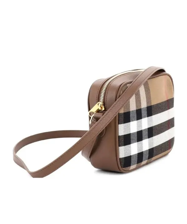 Burberry House Check Canvas Small Camera Bag - Brown