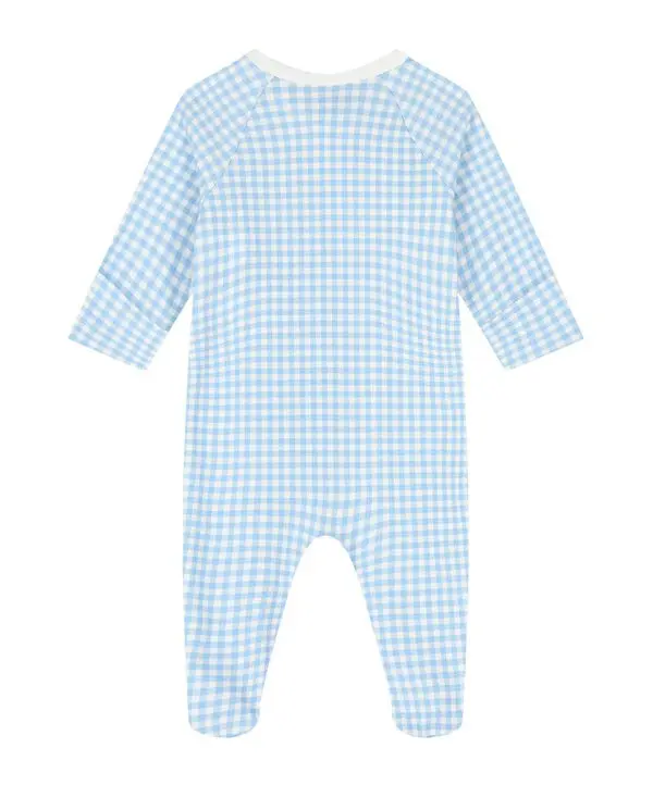 Polo Ralph Lauren Gingham Plaid Footed Jumpsuit And Hat Set
