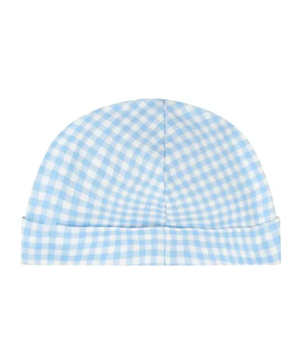 Polo Ralph Lauren Gingham Plaid Footed Jumpsuit And Hat Set