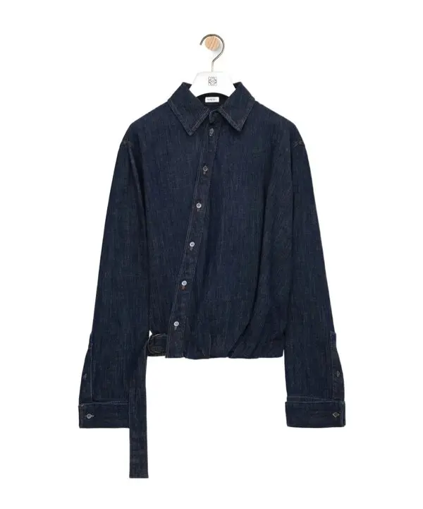 Loewe Draped Denim Shirt - Indigo
