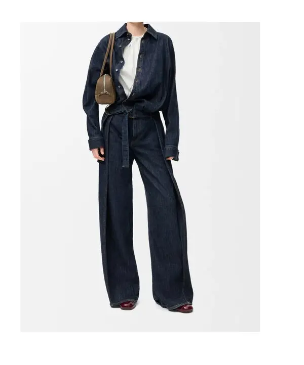 Loewe Draped Denim Shirt With Engraved D-rings
