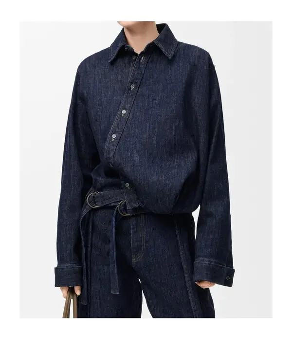 Loewe Draped Denim Shirt With Engraved D-rings