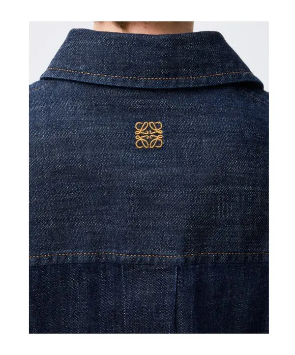 Loewe Draped Denim Shirt With Engraved D-rings