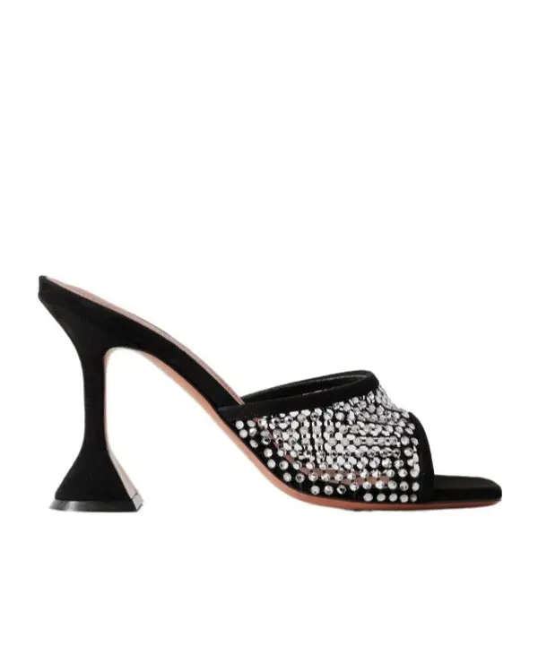 Amina Muaddi Crystal Embellished Mesh Mules