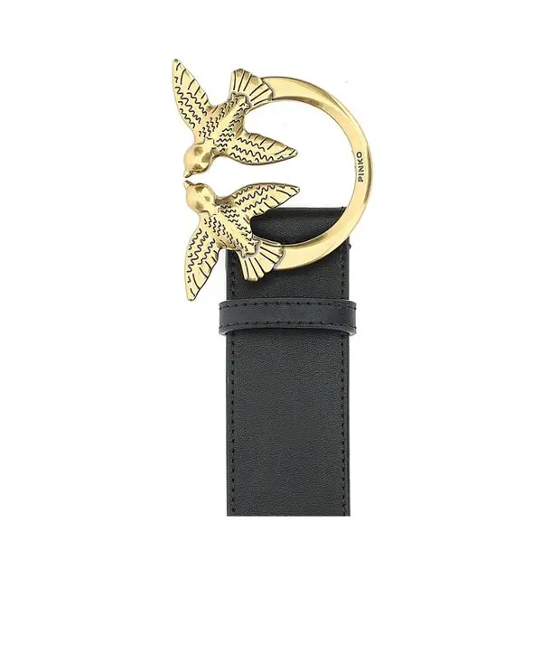 Pinko Logo Plaque Buckle Belt - Black