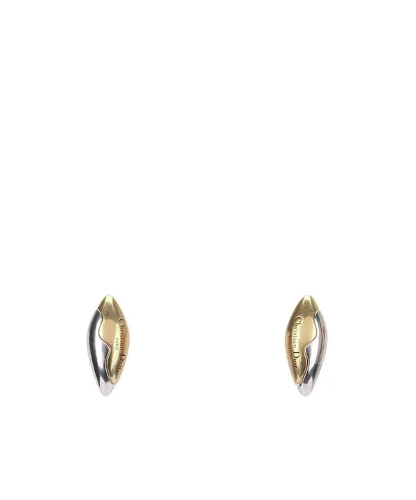 Dior Two-tone Logo Earrings - Yellow