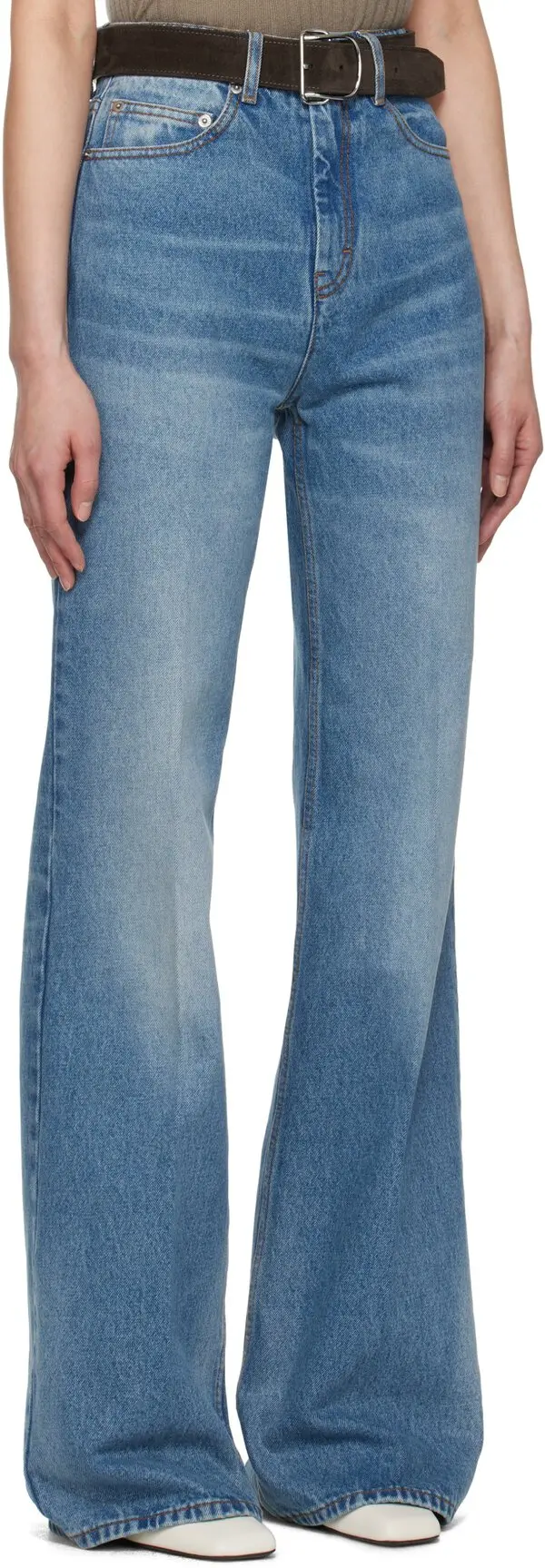 AMI Paris Flared Fit Jeans With Logo Patch - Blue