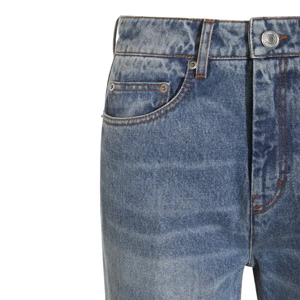 AMI Paris Flared Fit Jeans With Logo Patch - Blue