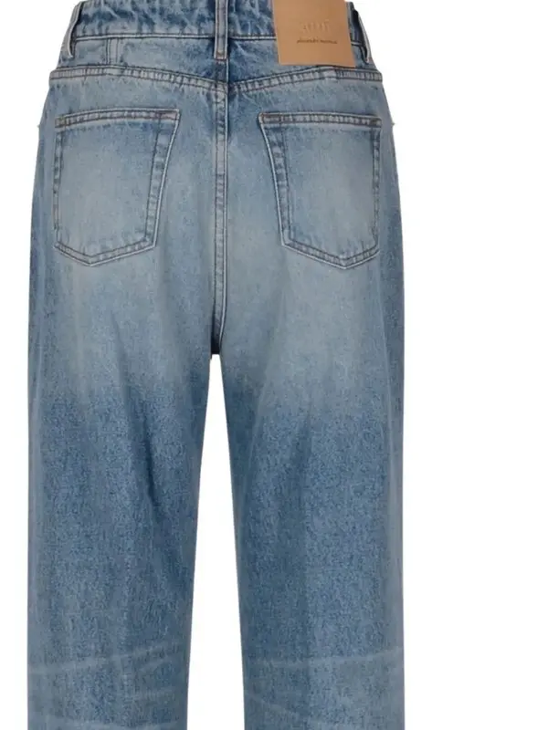 AMI Paris Flared Fit Jeans With Logo Patch - Blue