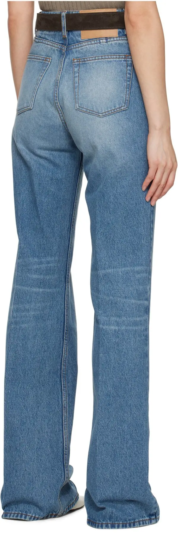 AMI Paris Flared Fit Jeans With Logo Patch - Blue