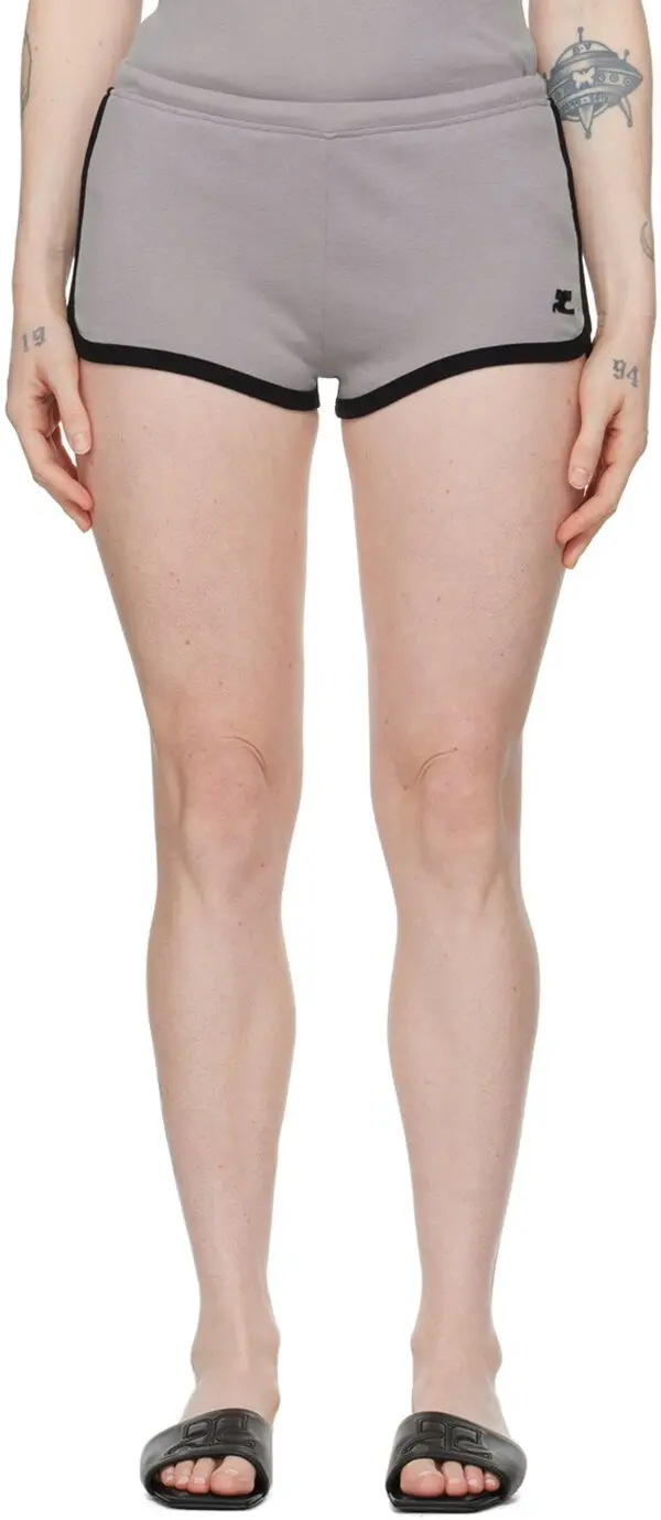 COURREGES Contrast Trim Mini Shorts - Gray