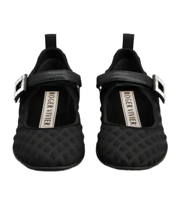 ROGER VIVIER Viv Low Strap Ballet Flats With Crystal Buckle