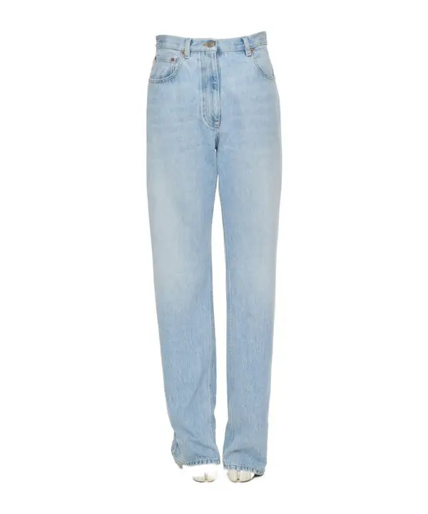 Valentino Garavani Logo Patch Straight Leg Jeans - Blue