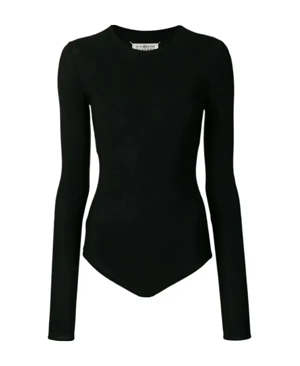 MAISON MARGIELA Long Sleeve Jersey Bodysuit - Black