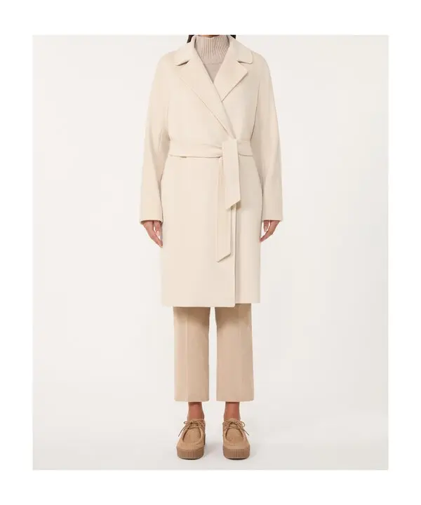 Max Mara Belted Coat With Wide Lapels - Ivory