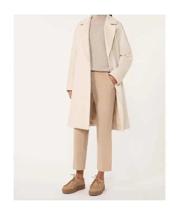 Max Mara Belted Coat With Wide Lapels - Ivory