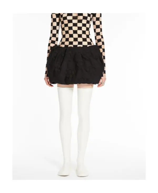 Sportmax Jacquard Geometric Ruched Puffball Mini Skirt