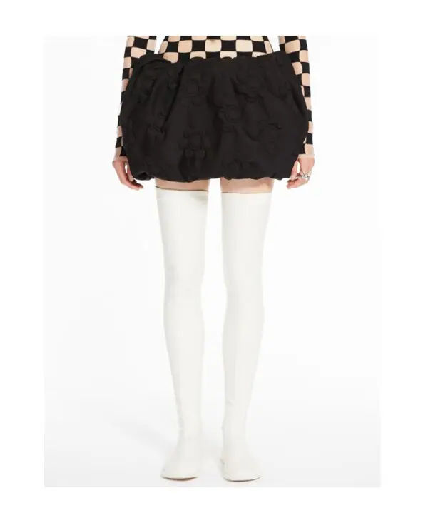 Sportmax Jacquard Geometric Ruched Puffball Mini Skirt