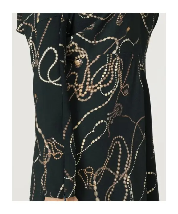 Victoria Beckham Long Sleeve Chain Print Midi Dress
