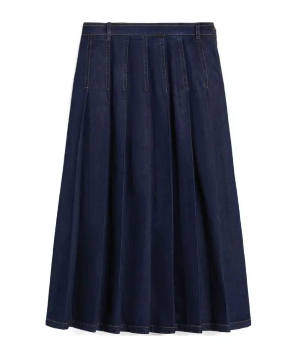 Max Mara Pleated Midi Denim Skirt - Navy Blue