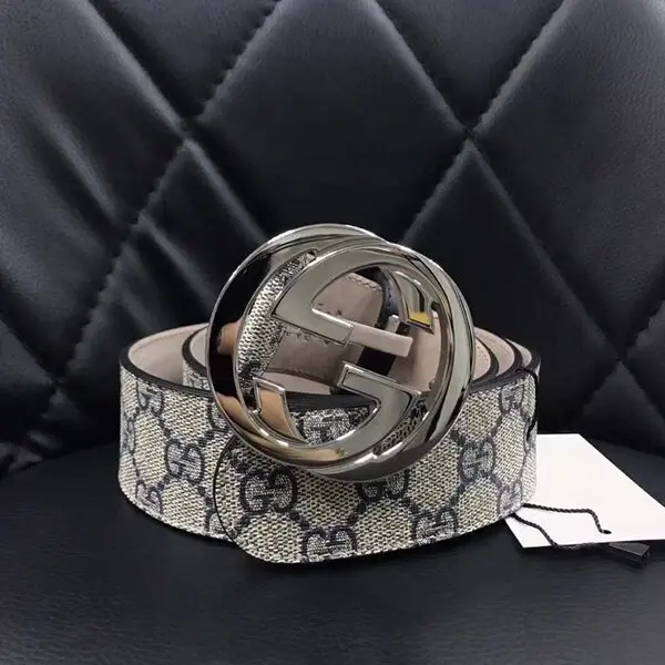 Gucci Gg Supreme Monogram Belt With Interlocking Buckle - Gray