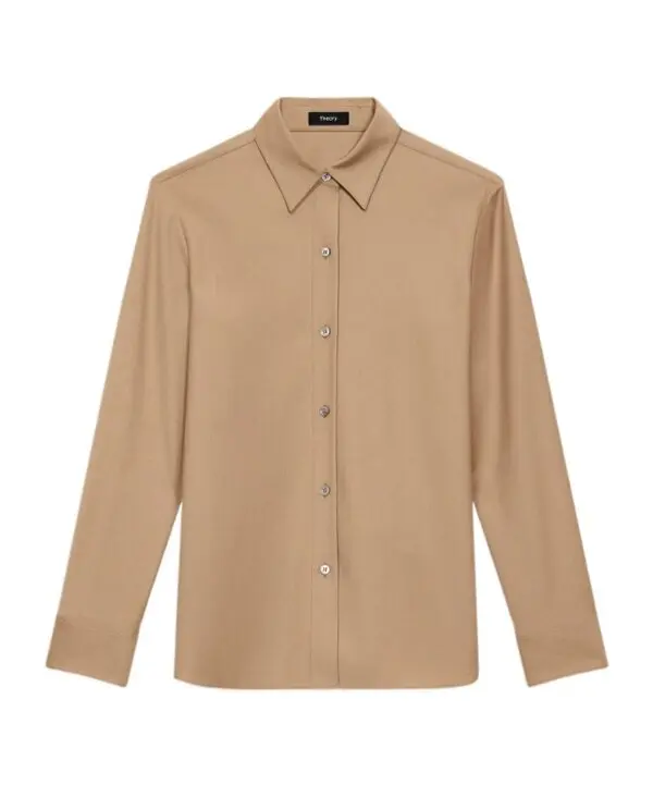 Theory Smooth Flannel Straight Shirt - New Camel