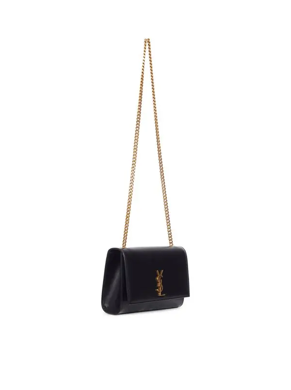 Saint Laurent Kate Logo Plaque Shoulder Bag - Black