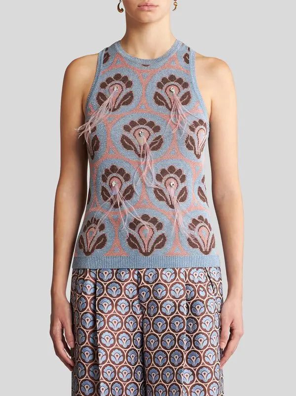 Etro Patterned Jacquard Knit Tank Top