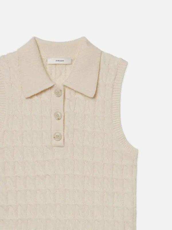 FRAME Cable Knit Polo Vest