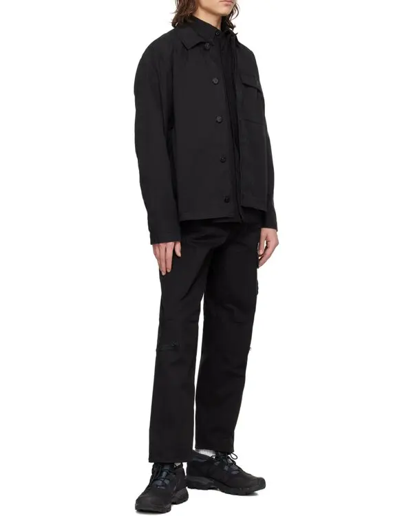 Stone Island Logo Patch Collared Shirt Jacket - Black