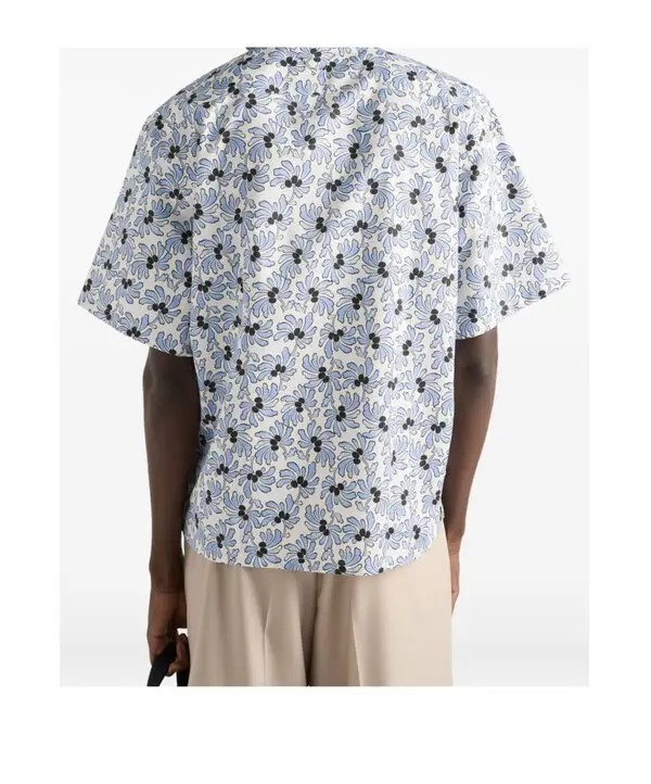 Prada Floral Printed Short Sleeved Shirt - White