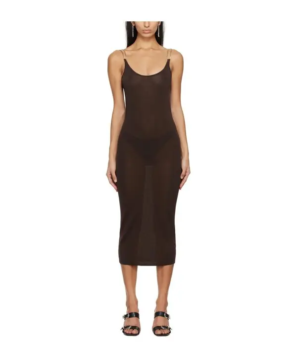 DION LEE Semi-sheer Open-back Midi Dress