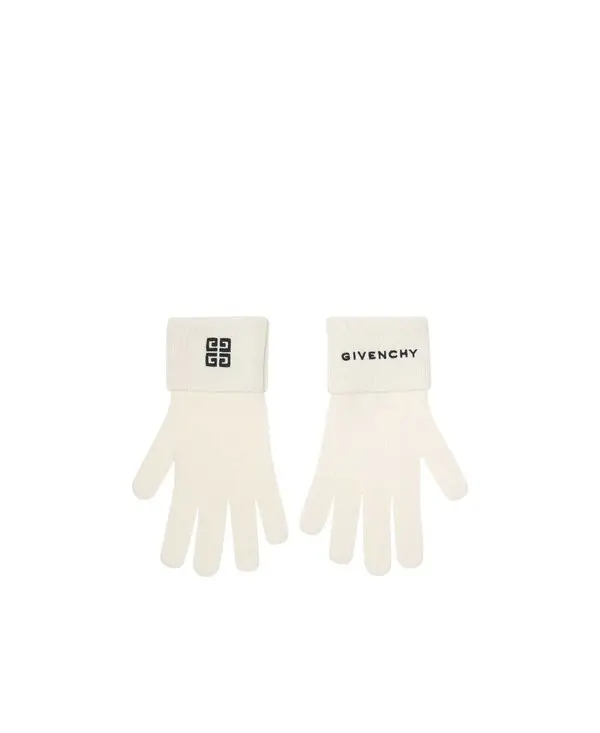 Givenchy Knitted Gloves With Logo Detail - White