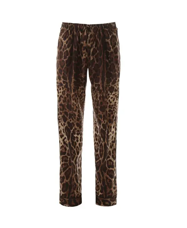 Dolce & Gabbana Leopard Print Straight-leg Trousers - Black