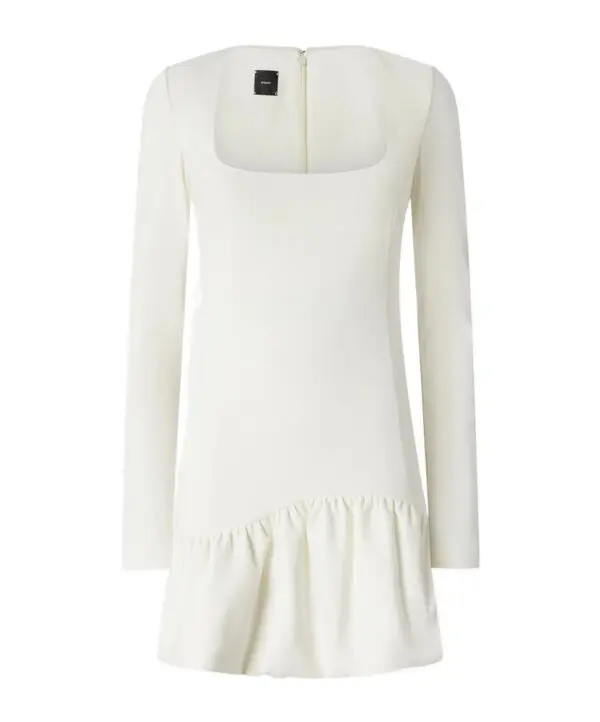 Pinko Square-neck Mini Dress With Ruffled Hem - White