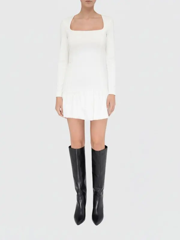 Pinko Square-neck Mini Dress With Ruffled Hem