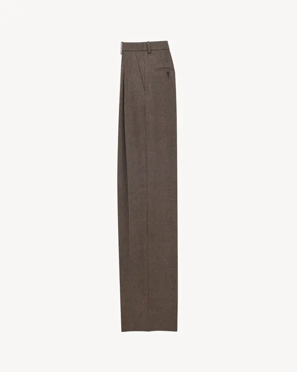 Saint Laurent Wide-leg Herringbone Wool Trousers