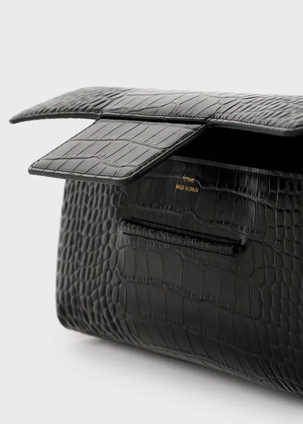 TOTEME Soft Embossed T-clutch Bag - Black