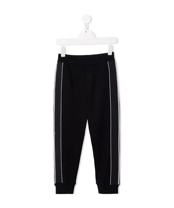 Emporio Armani Side-stripe Cotton-blend Track Pants - Navy Blue
