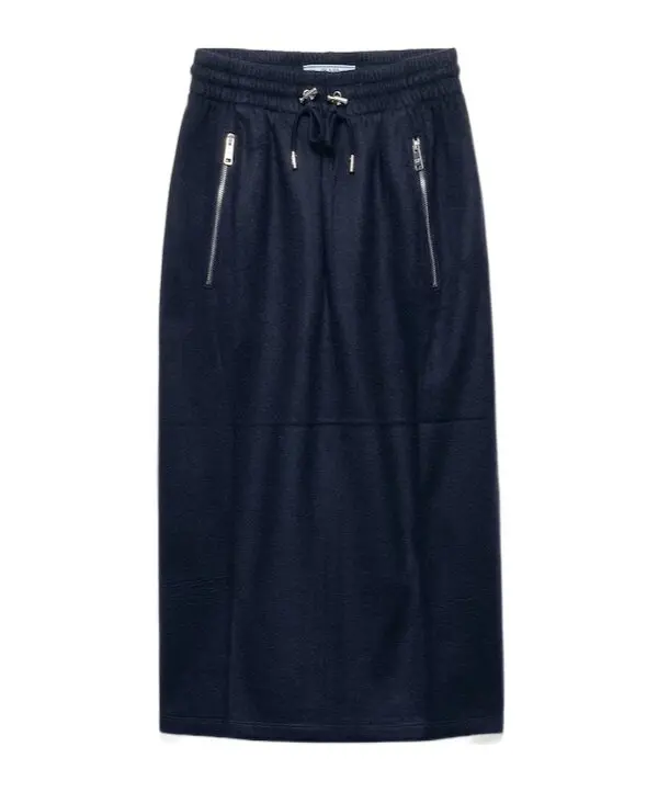 Prada Jersey Skirt With Drawstring Waist And Zipper Pockets