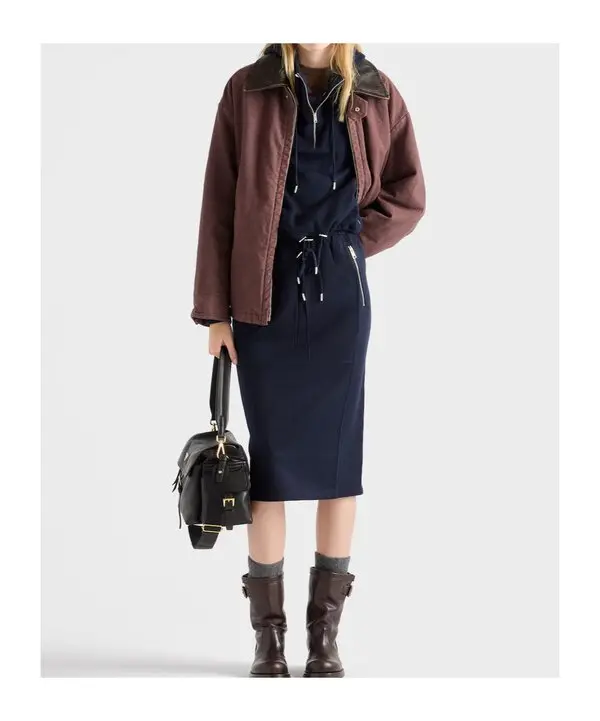 Prada Jersey Skirt With Drawstring Waist And Zipper Pockets