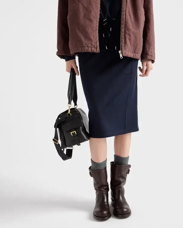 Prada Jersey Skirt With Drawstring Waist And Zipper Pockets