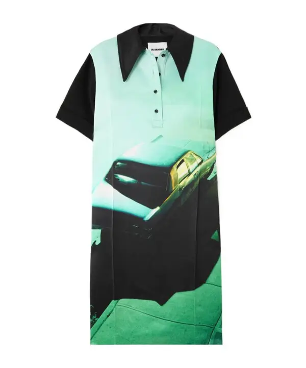 JIL SANDER Printed Satin Midi Dress