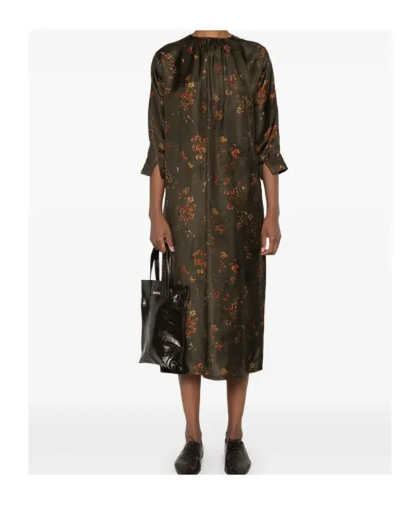 UMA WANG Printed Round Neck Maxi Dress