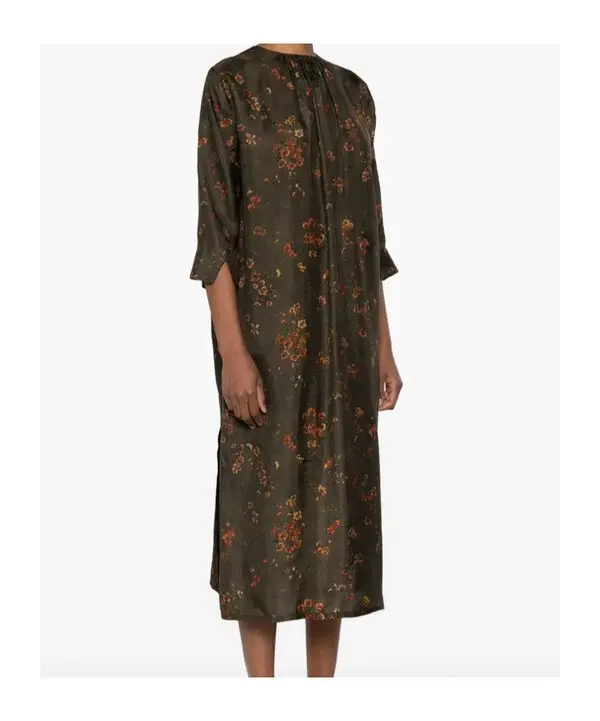 UMA WANG Printed Round Neck Maxi Dress